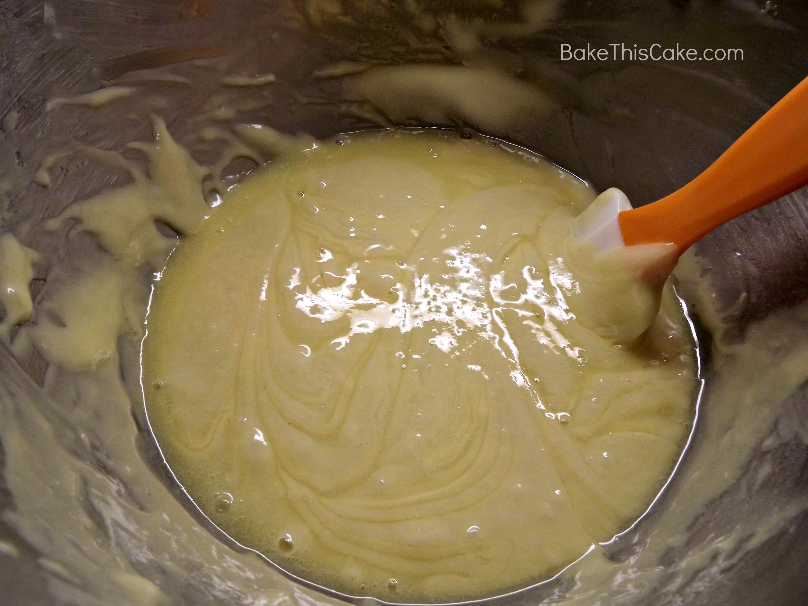 Folding Butter into the batter BakeThisCake | Bake This Cake!