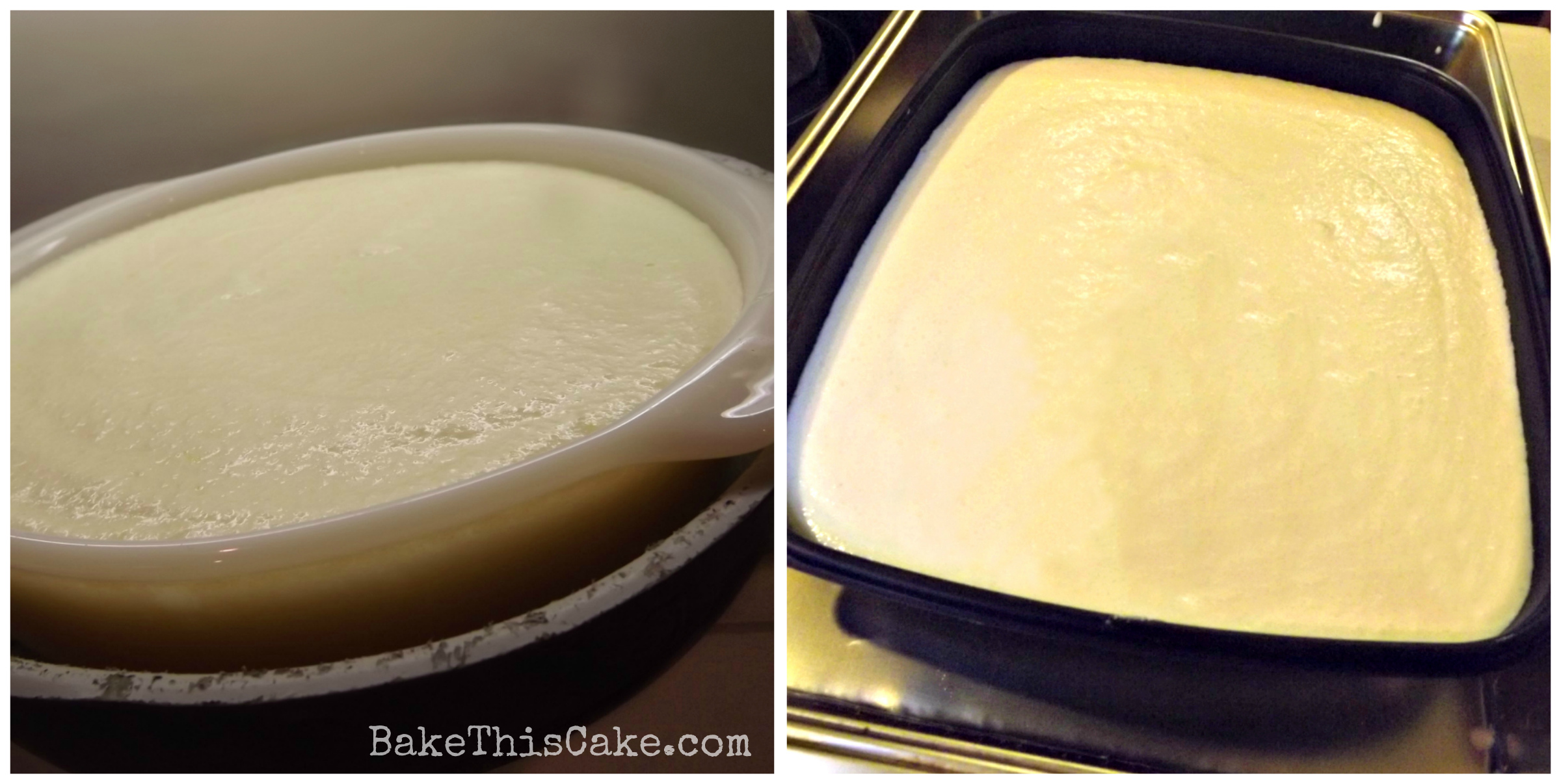 Lemon Pudding Pie Batter in Water Bath Dishes by BakeThisCake | Bake ...