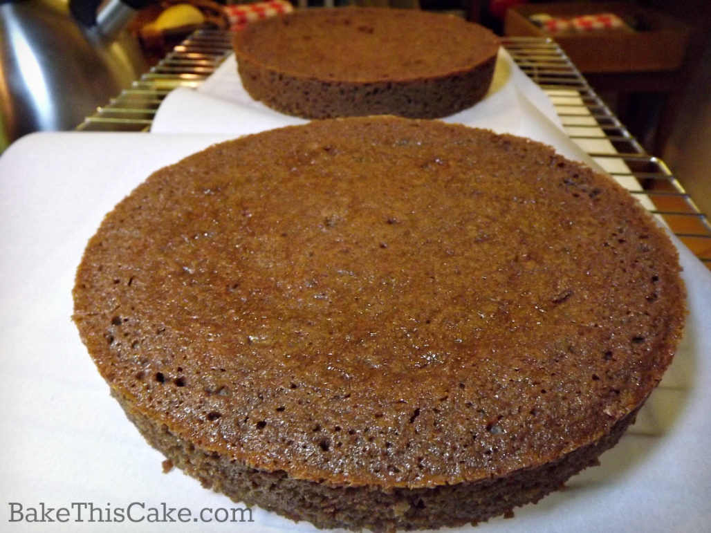 Old fashioned brown red velvet cakes hot from the oven by bakethiscake ...